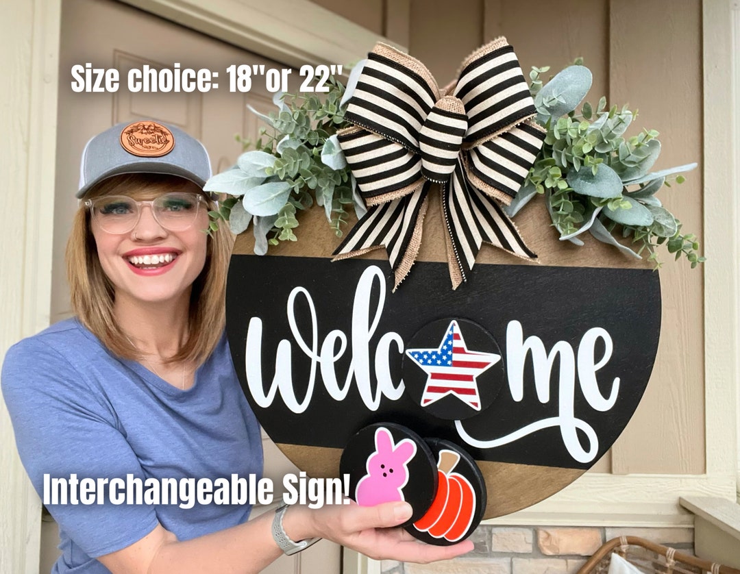 Front Door Decor | Interchangeable Sign | Interchangeable Holidays ...