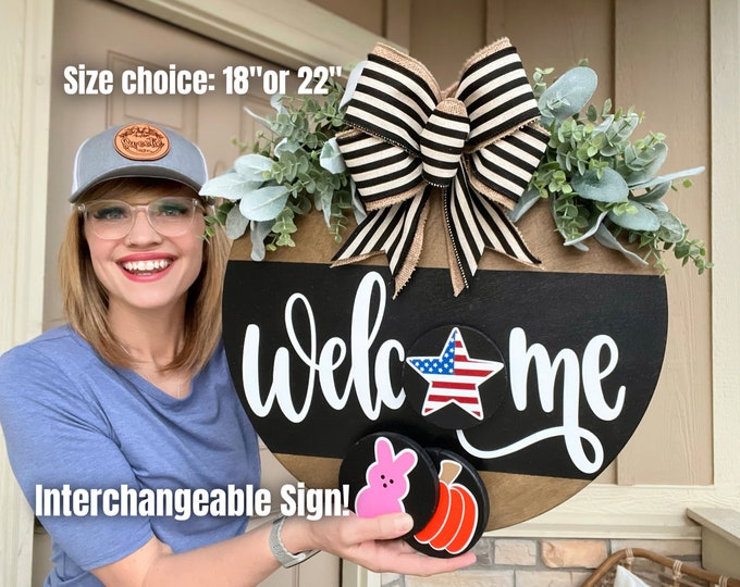 Welcome Sign With Interchangeable Pieces, Welcome Front Porch Sign ...