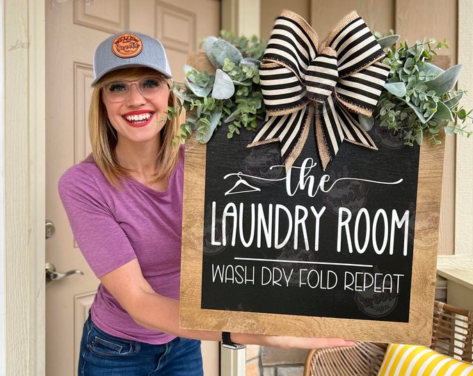 Laundry Room Decor - Washboard Sign - Wash Dry Fold Repeat - Farmhouse ...