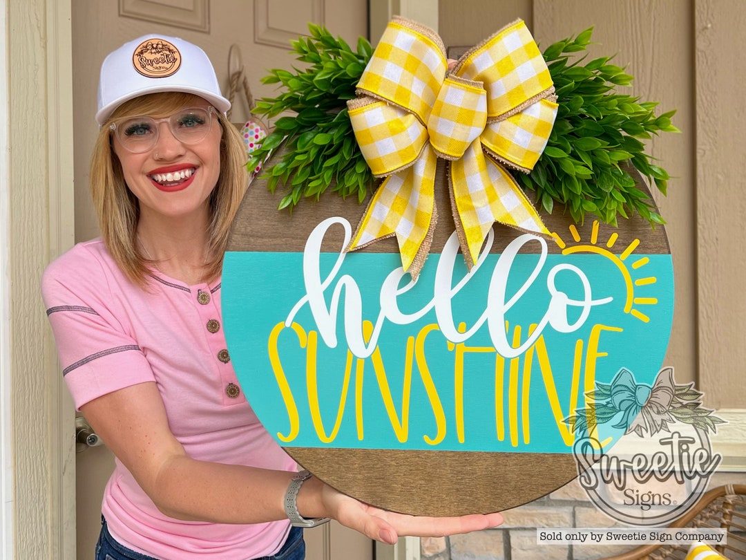 Summer Front Door Decor Hello Sunshine Summer Door Hanger Summer Wreath ...