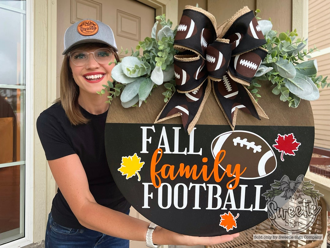 Fall Front Door Decor | Fall Door Hanger | Fall Family Football | Fall ...