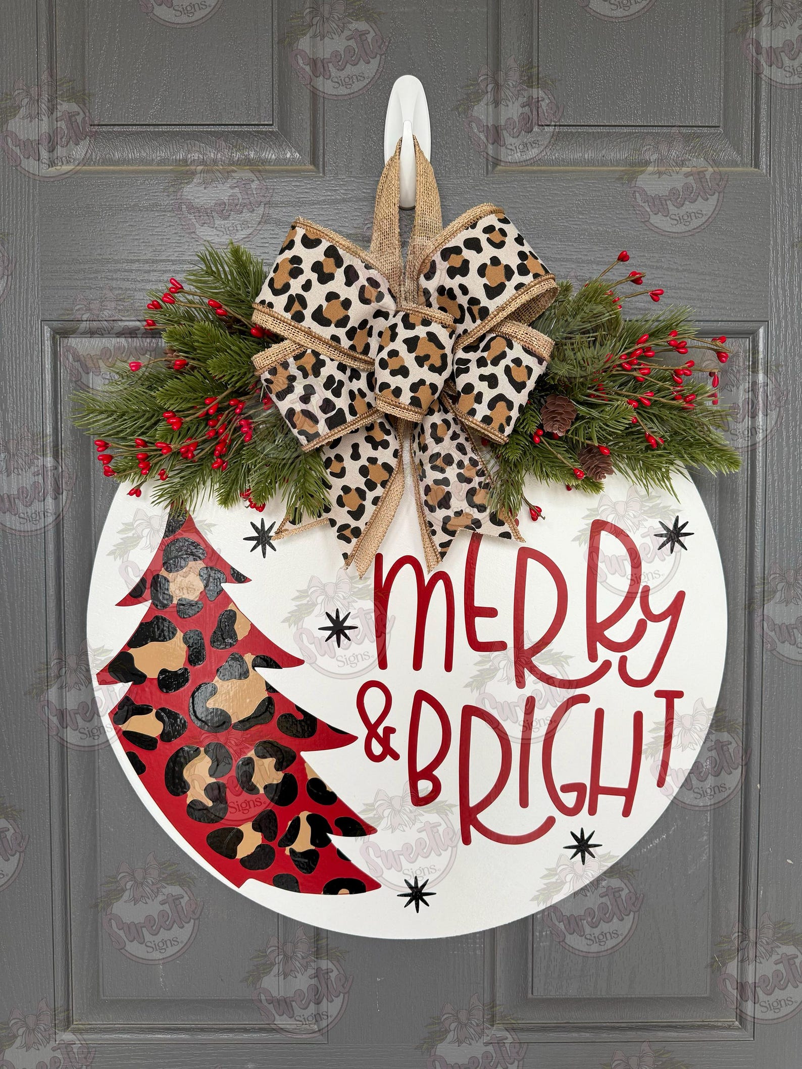 3D Christmas Front Door Decor | Merry and Bright | Christmas Wreath ...