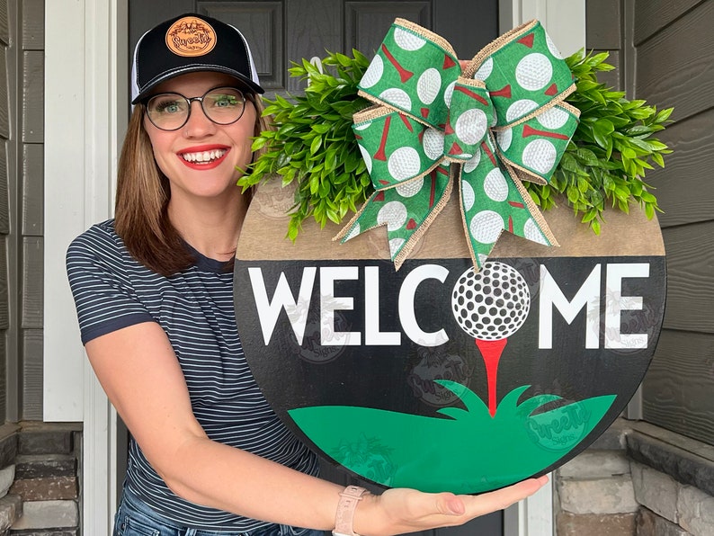 Front Door Decor | Welcome | Golf Ball | Summer Wreath | Golf Decor ...