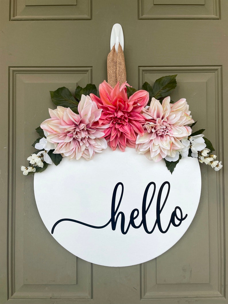 Front Door Decor Front Door Wreath Hello Spring Wreath - Etsy
