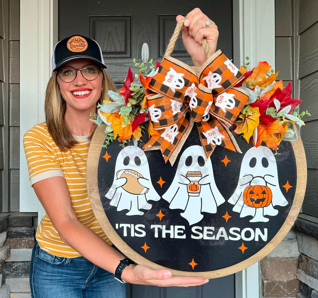 Halloween Front Door Decor | Halloween Wreath | 'tis the Season | Ghost ...