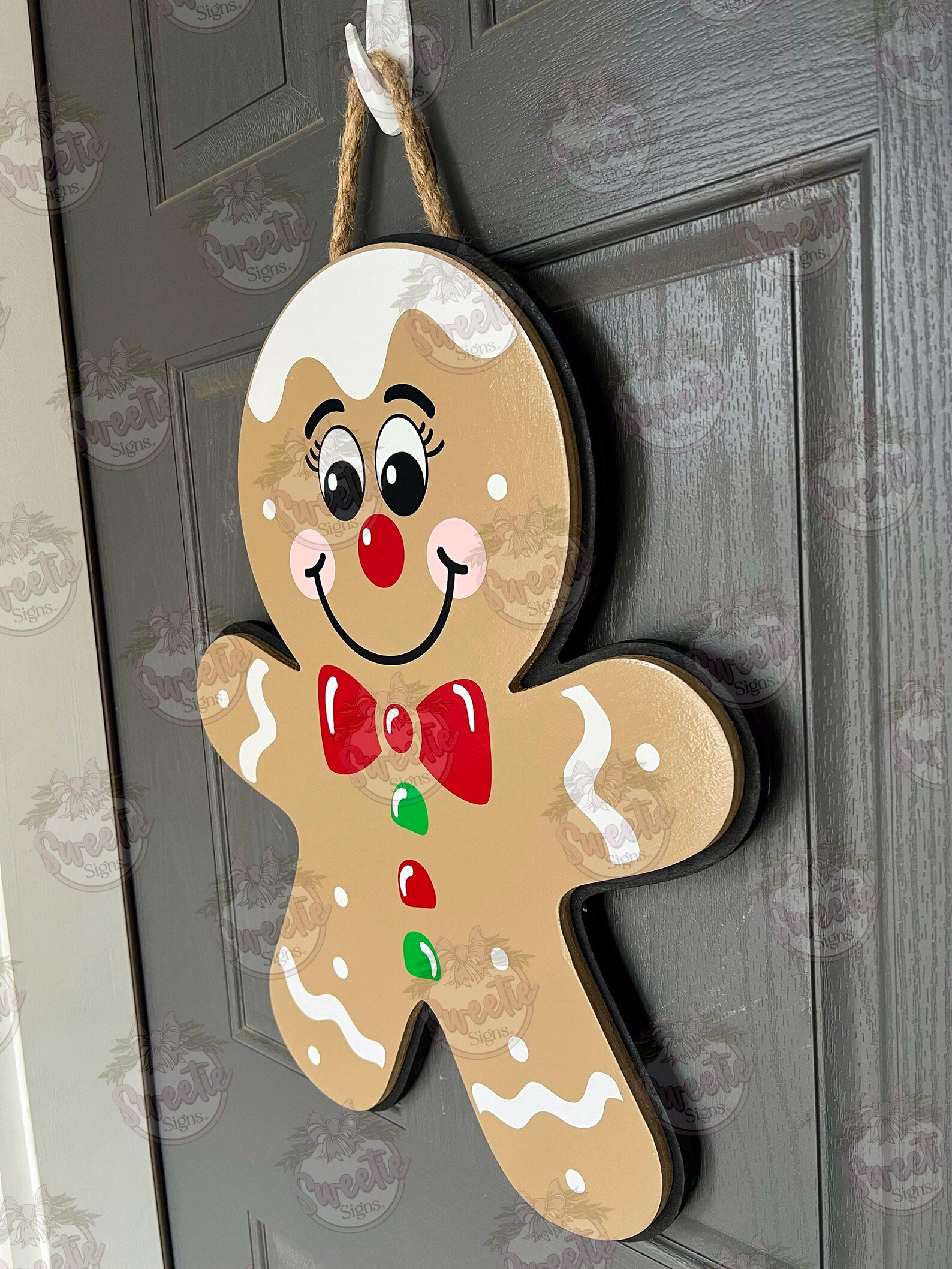 Christmas Front Door Decor | Gingerbread Man | Christmas Wreath ...