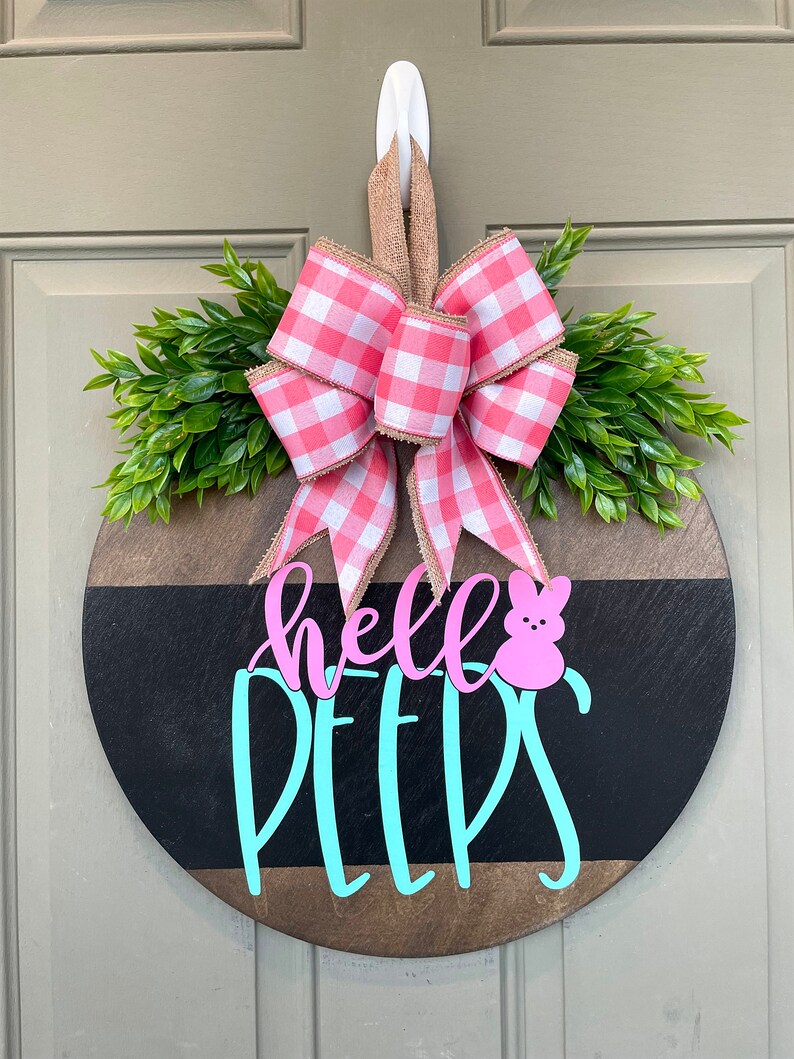 Easter Front Door Decor Hello Peeps Easter Wreath Easter | Etsy