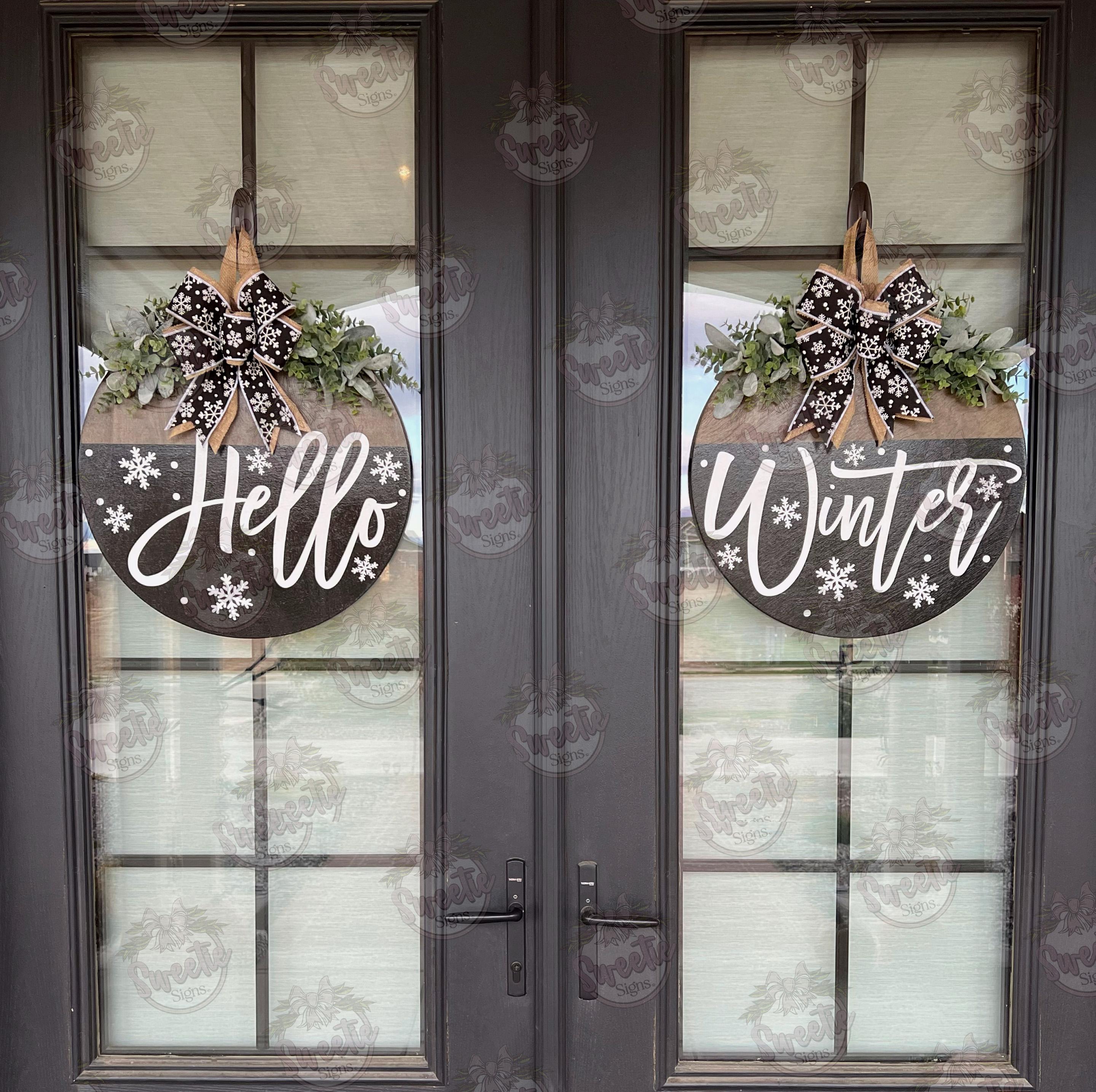 Double Door Winter Signs | Hello Winter Double Door Set | Double Door ...