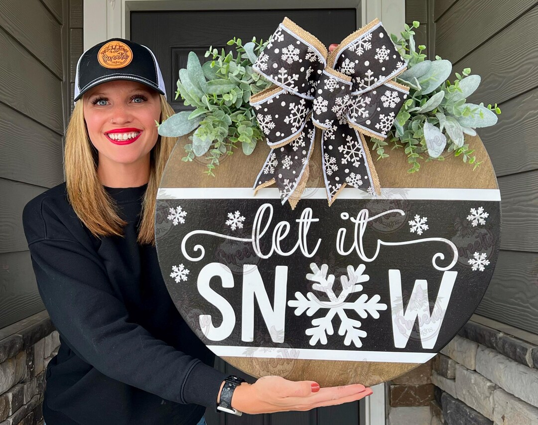 Winter Front Door Decor | Let It Snow | Snowflake Front Door Wreath ...