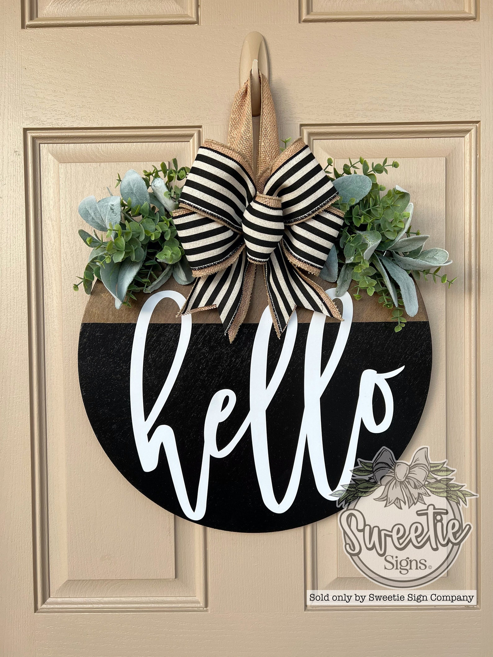Front Door Decor Hello Hello Door Hanger Wreath Year Round Wreath Front ...