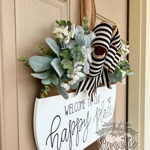 Front Door Decor | Welcome to Our Happy Place | Year Round Wreath ...