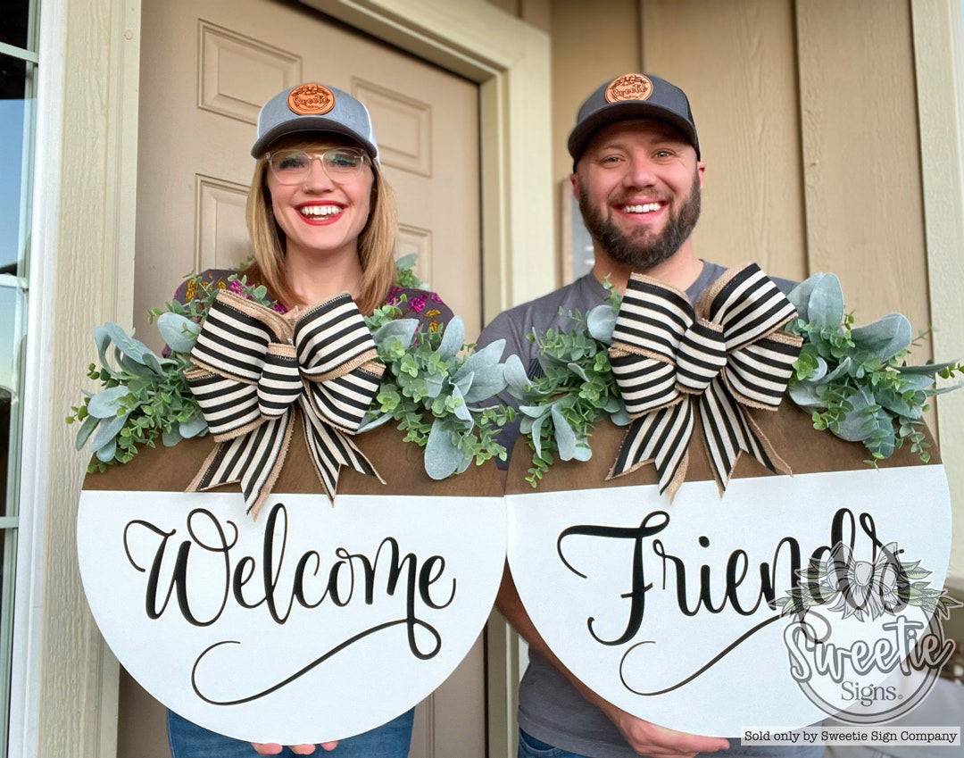 Front Door Decor Welcome Friends Double Door Wreath Front Door Wreath ...