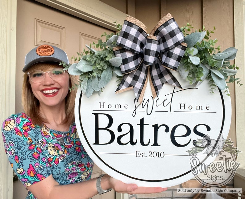 Front Door Decor Last Name/established Date Welcome Sign - Etsy