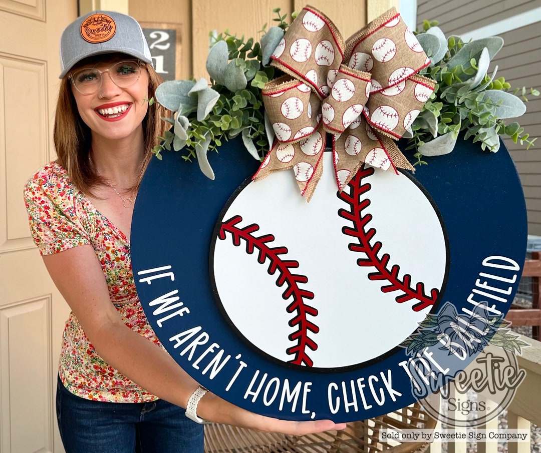 Front Door Decor | Welcome Sign | Baseball | Summer Wreath | Baseball ...