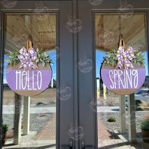 Double Door Front Door Decor | Hello Spring | Spring Double Door Signs ...