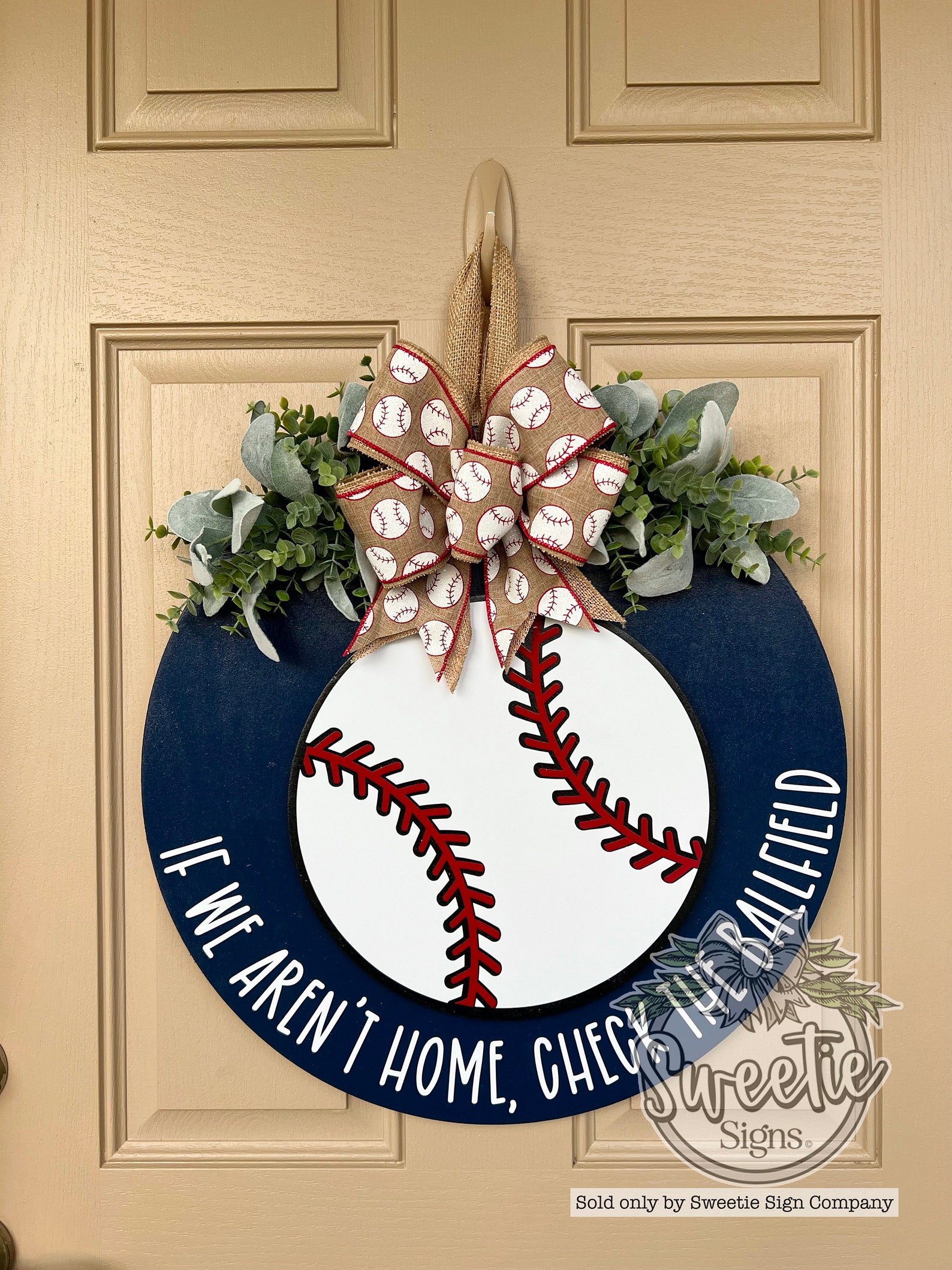 Front Door Decor Welcome Sign Baseball Summer Wreath Baseball Decor ...