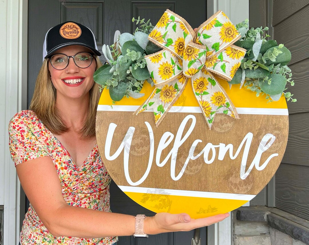 Front Door Decor | Welcome Sign | Year Round Wreath | Welcome Door Sign ...
