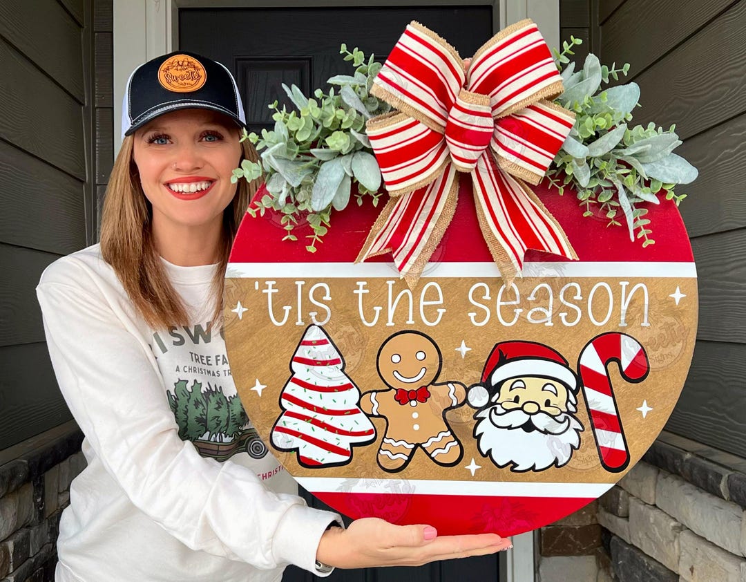 Christmas Front Door Decor | Tis the Season | Christmas Wreath ...