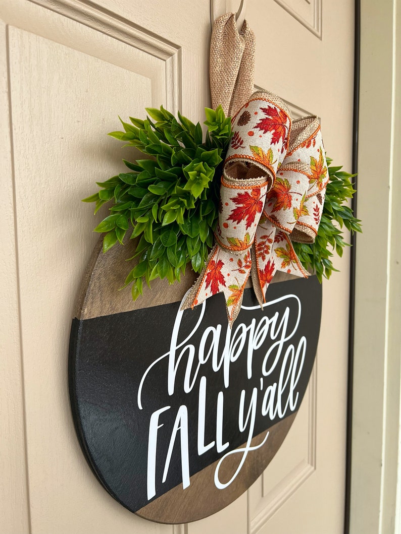 Fall Front Door Decor Happy Fall Y'all Fall Door - Etsy
