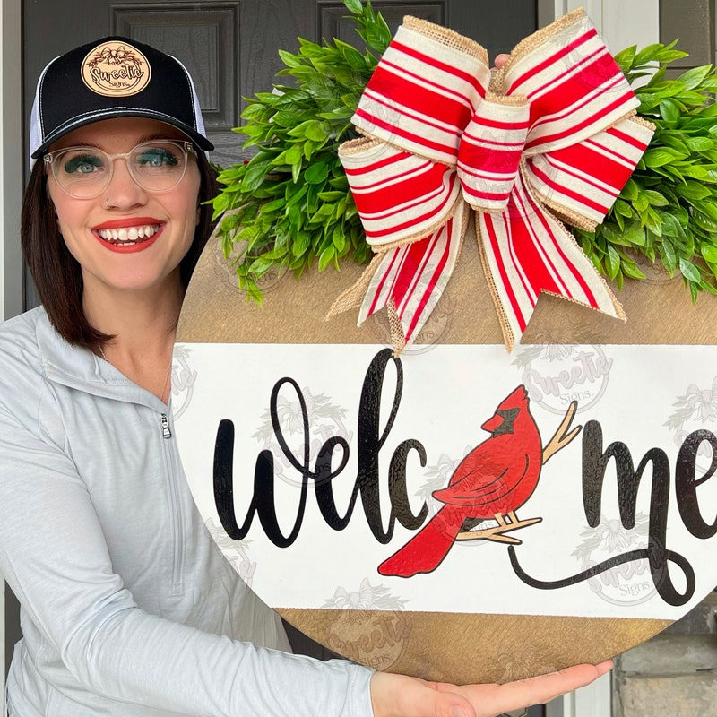 Cardinal Welcome Sign - Etsy