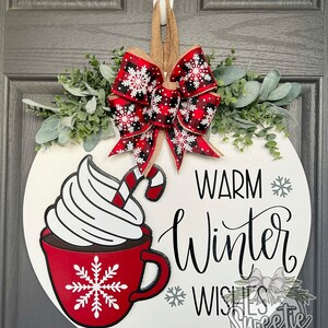 Winter Front Door Decor | Warm Winter Wishes | Winter Front Door Wreath ...