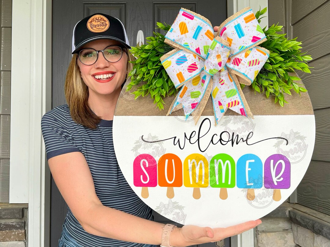 Summer Front Door Decor | Welcome Summer | Popsicles | Summer Door ...