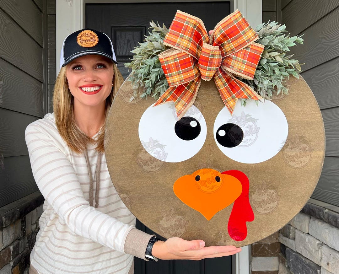 Thanksgiving Front Door Decor | Gobble | Turkey Front Door Wreath ...