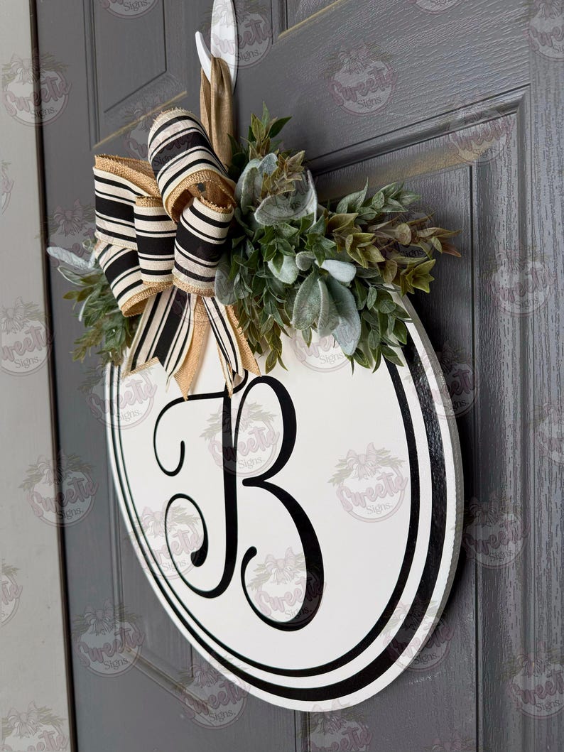 Front Door Decor | Last Name Initial | Personalized Door Wreath | Year ...