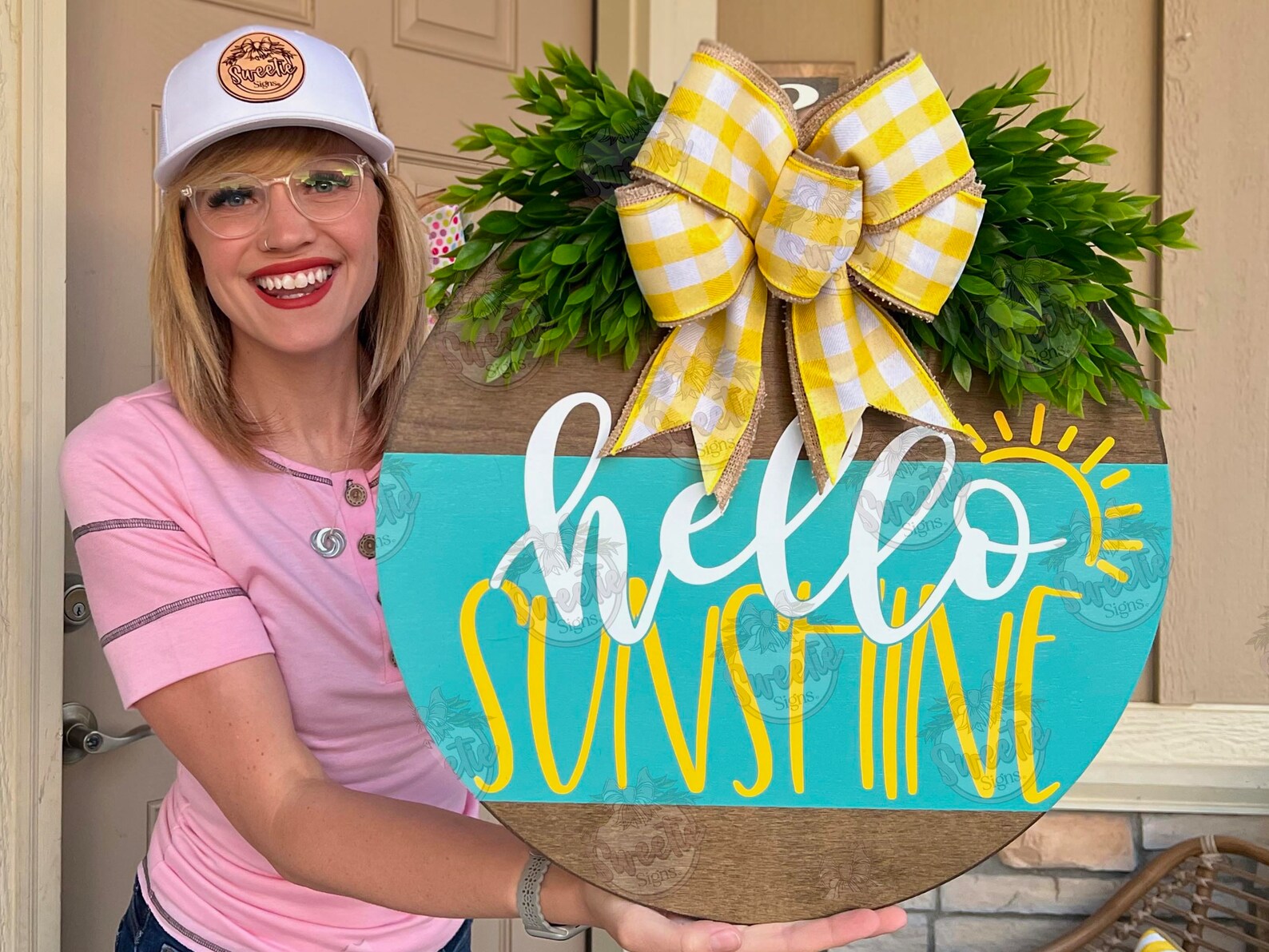 Summer Front Door Decor Hello Sunshine Summer Door Hanger Summer Wreath ...