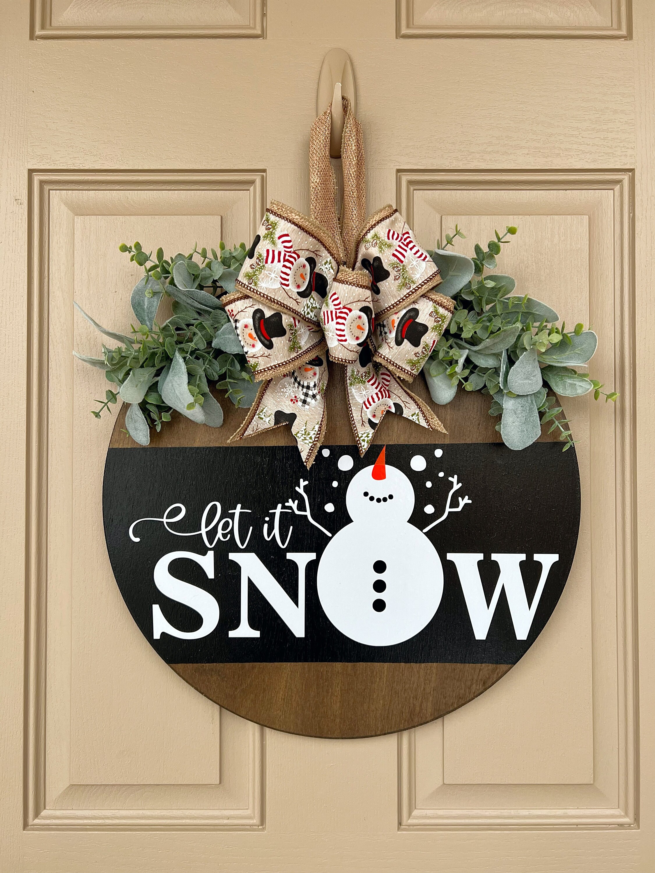 Winter Front Door Decor Let It Snow Snowman Front Door - Etsy