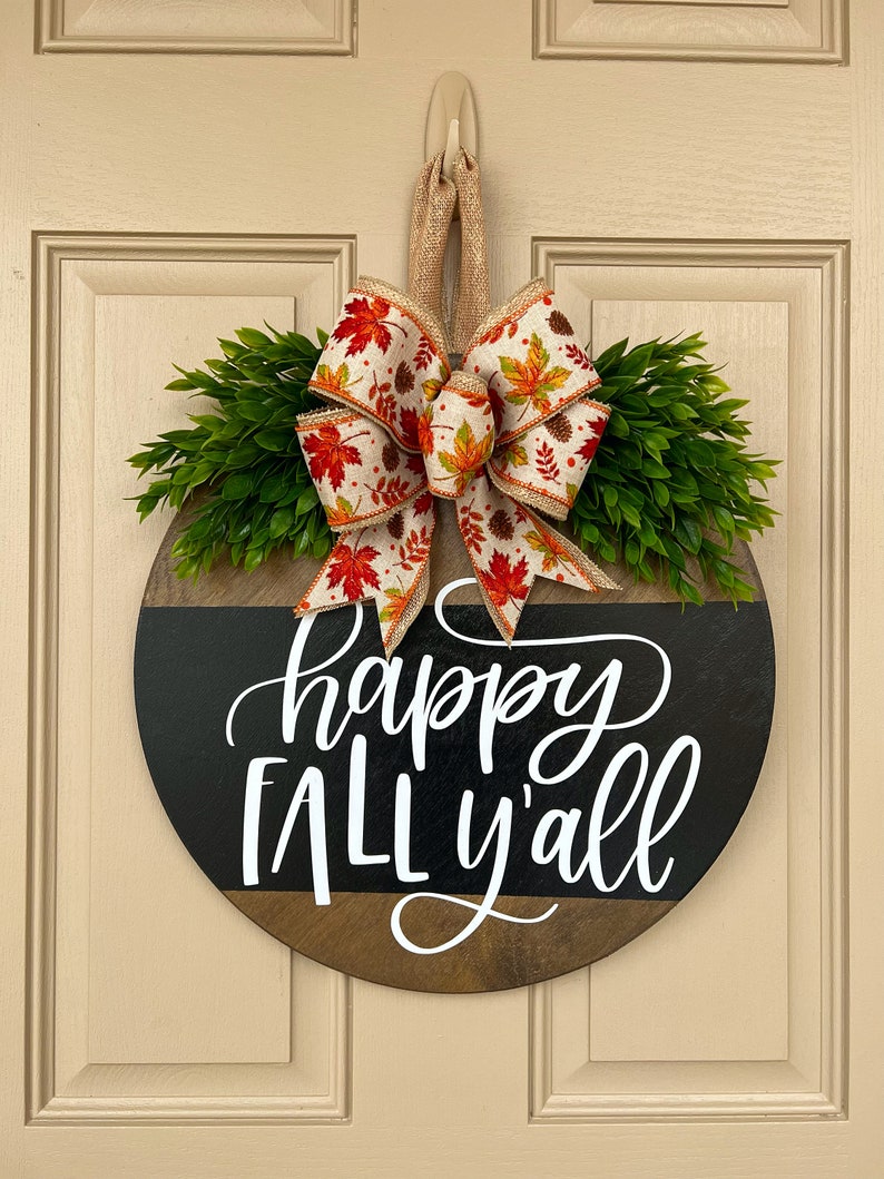 Fall Front Door Decor Happy Fall Y'all Fall Door - Etsy