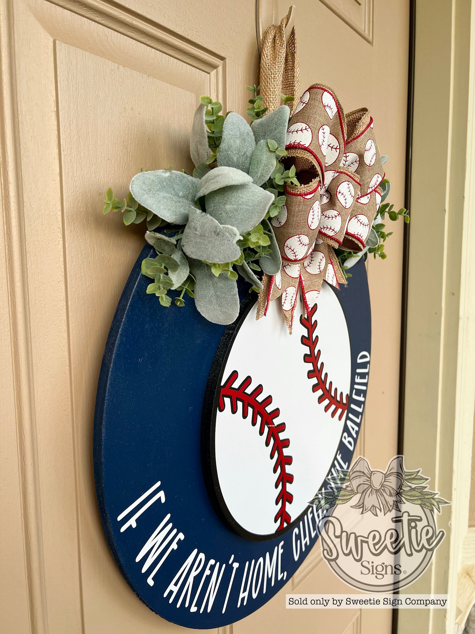 Front Door Decor Welcome Sign Baseball Summer Wreath Baseball Decor ...