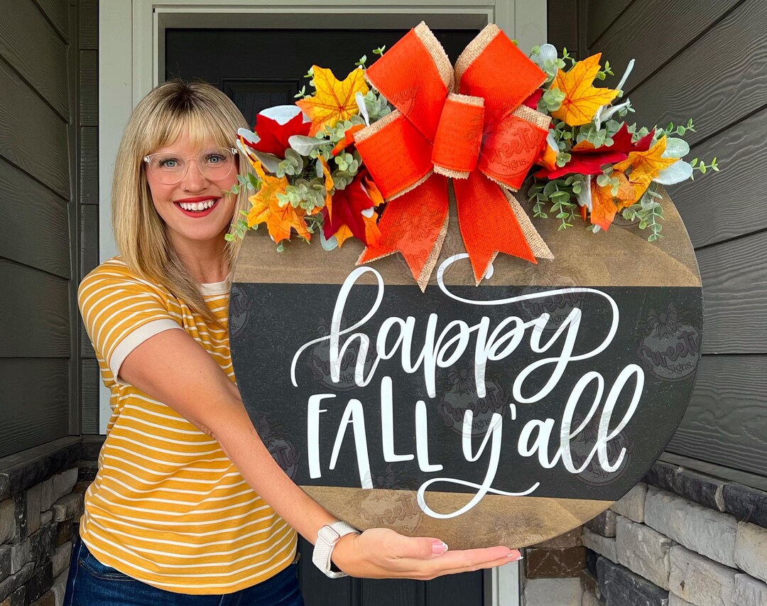 Fall Front Door Decor | Happy Fall Y'all | Fall Door Hanger | Fall ...