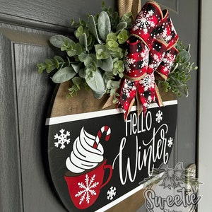 Winter Front Door Decor | Hello Winter | Snowflake | Winter Door Hanger ...