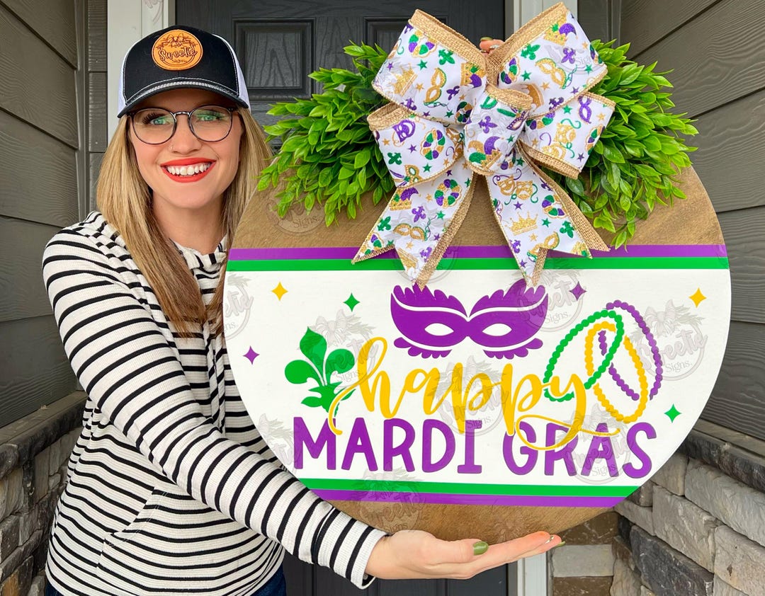 Mardi Gras Front Door Decor | Happy Mardi Gras | Mardi Gras | Mardi ...