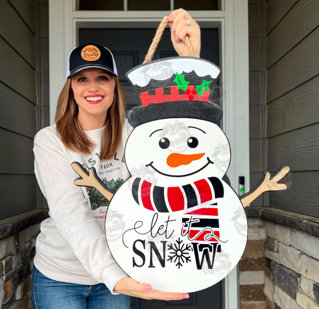 Winter Front Door Decor | Let It Snow | Snowman Front Door Wreath ...