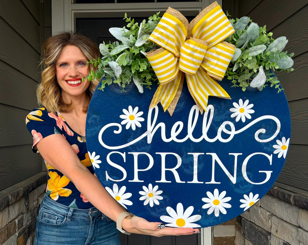 Spring Front Door Decor | Hello Spring | Spring Wreath | Spring ...