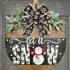 Winter Front Door Decor | Let It Snow | Snowman Front Door Wreath ...