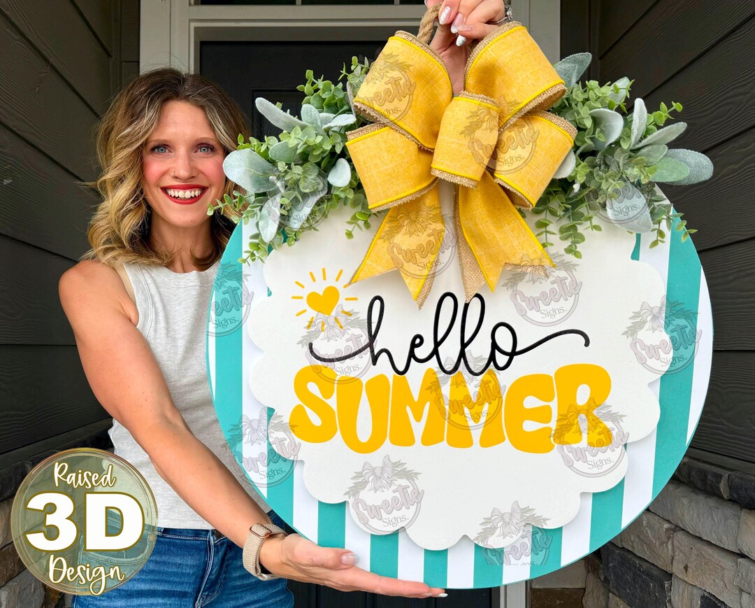 Summer Front Door Decor | Hello Summer | Summer Door Hanger | Summer ...