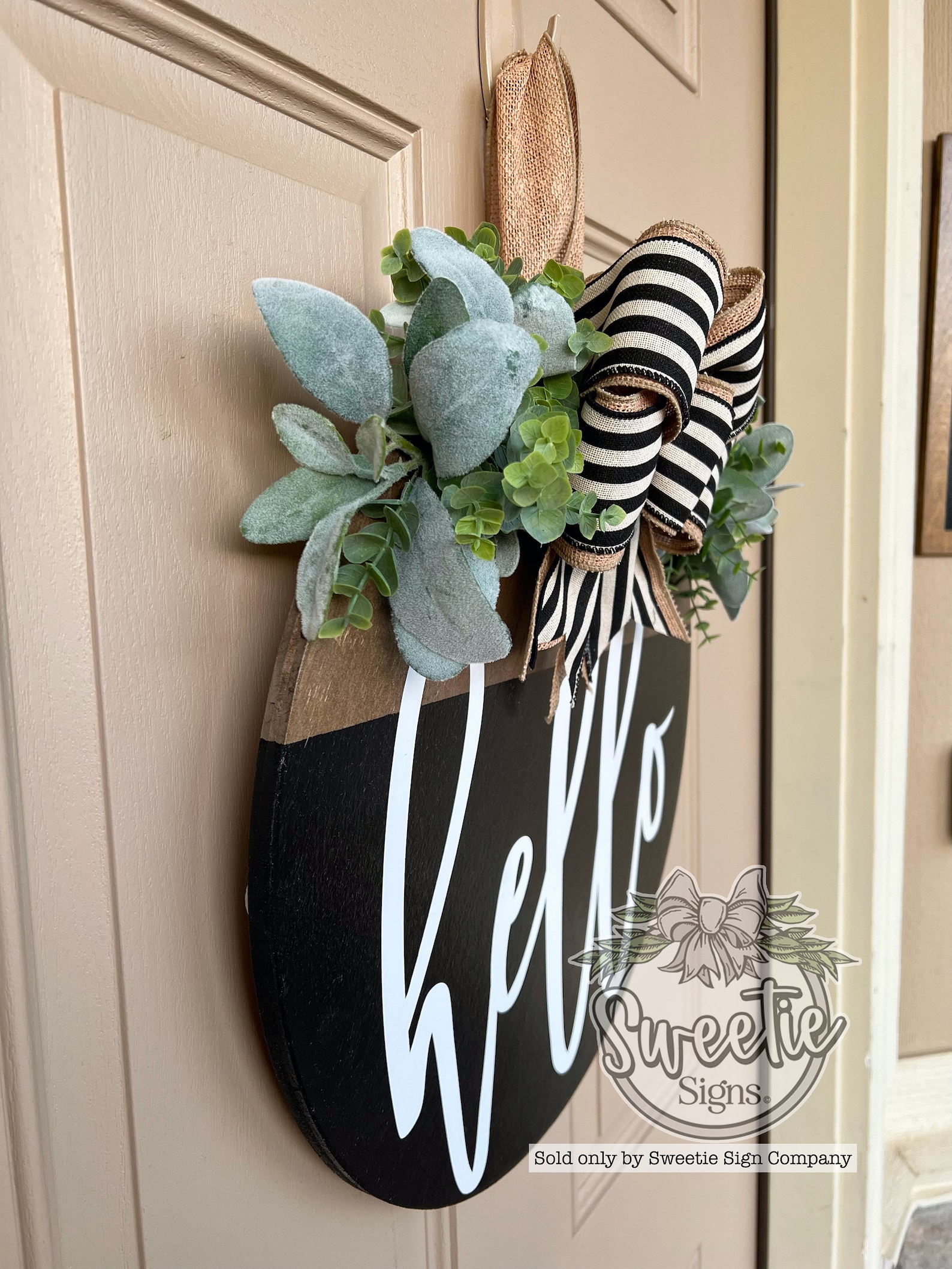 Front Door Decor Hello Hello Door Hanger Wreath Year Round Wreath Front ...