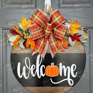 Fall Front Door Decor | Fall Door Hanger | Fall Welcome Sign | Pumpkin ...