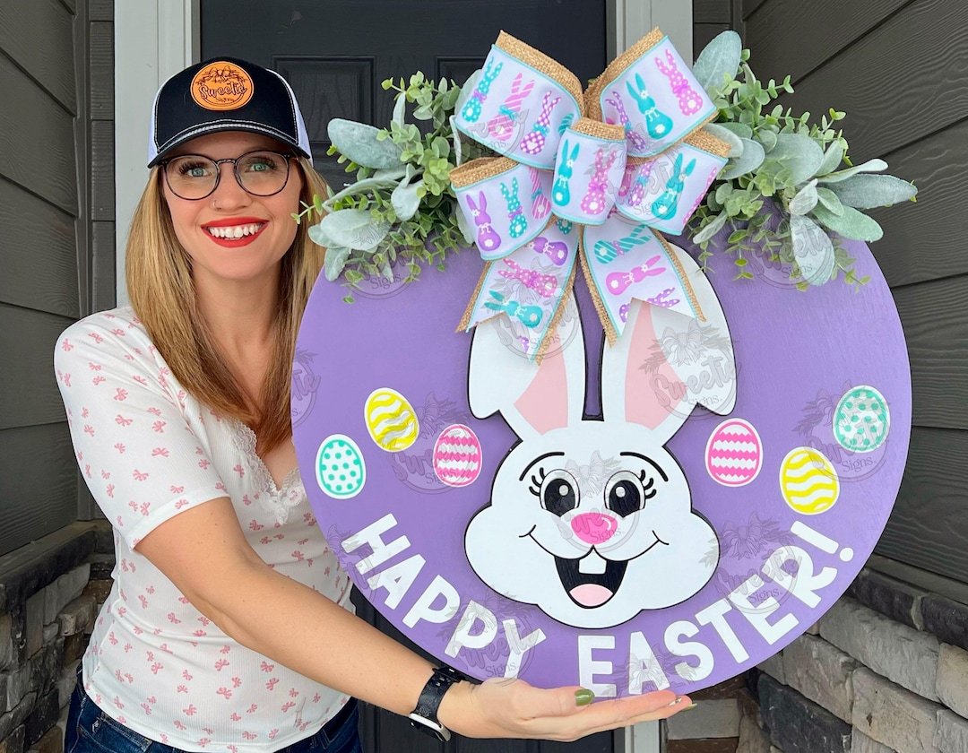 Easter Front Door Decor | Happy Easter | Easter Decor | Easter Bunny | Easter Wreath | Easter ...