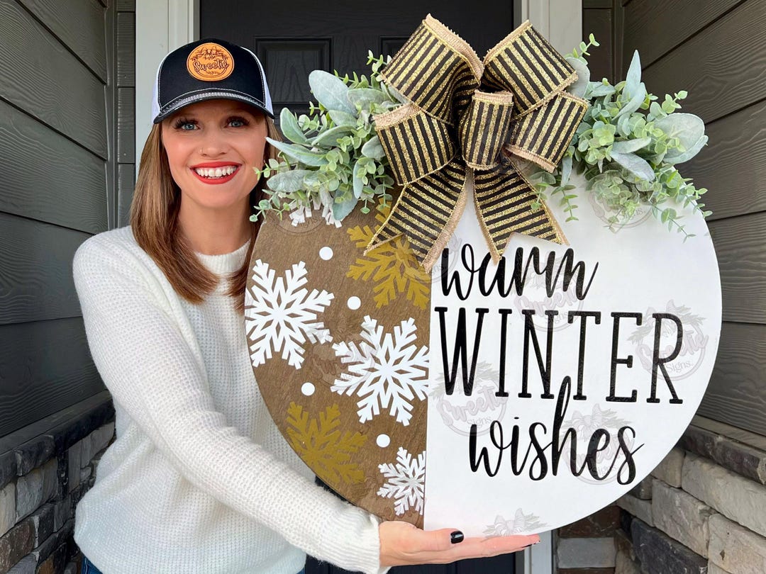 Winter Front Door Decor | Warm Winter Wishes | Snowflake | Winter Door ...