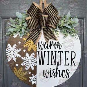 Winter Front Door Decor | Warm Winter Wishes | Snowflake | Winter Door ...