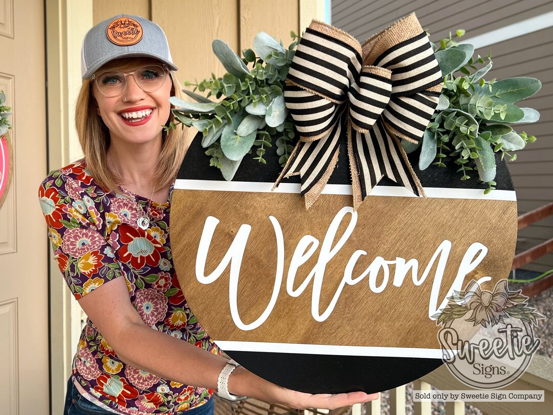 Front Door Decor | Welcome Sign | Year Round Wreath | Welcome Door Sign ...