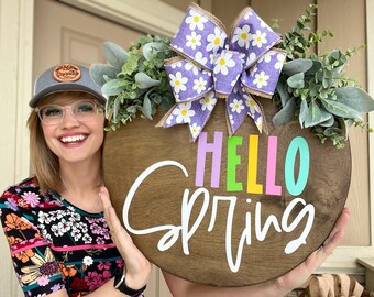 Spring Front Door Decor Hello Spring Wreath Spring Wreath - Etsy