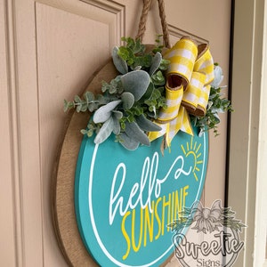 Summer Front Door Decor Hello Sunshine Summer Door Hanger Summer Wreath ...