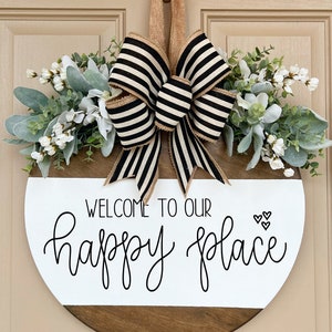 Front Door Decor Welcome to Our Happy Place Year Round - Etsy