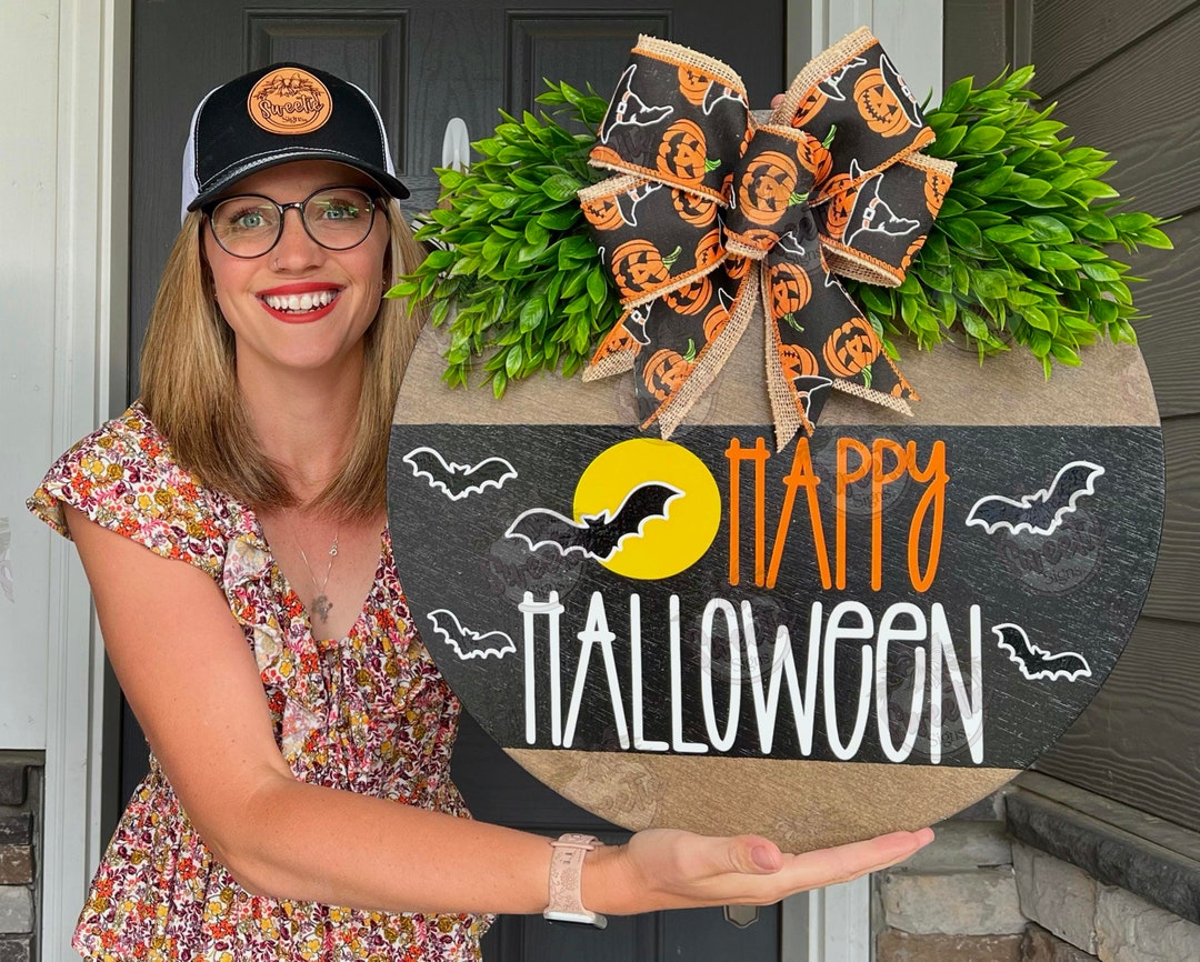 Halloween Front Door Decor | Happy Halloween | Halloween Door Sign ...