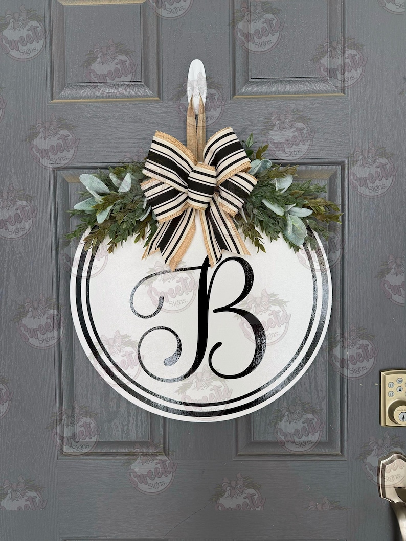 Front Door Decor | Last Name Initial | Personalized Door Wreath | Year ...